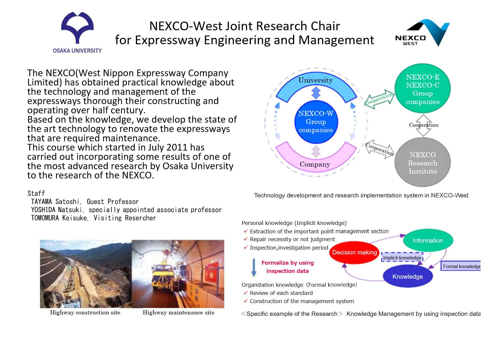 NEXCO-West Joint Research Chair | Laboratories at the School / Graduate School of Engineering